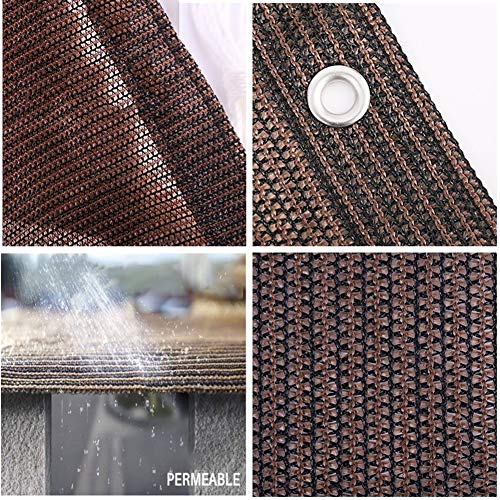 MAHFEI Privacy Screen, Shading Net 90% Shading Rate Privacy Protection Sunscreen with Metal Holes Tear Resistance Terrace Balcony Railing (Color : Brown, Size : 0.9x2.7m)