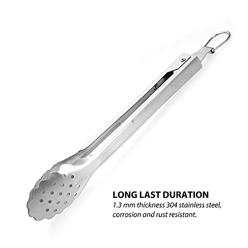Premium 304 Stainless Steel Barbecue Turners Set, Heavy Duty Cooking Kitchen BBQ Tongs, 10" and 12"