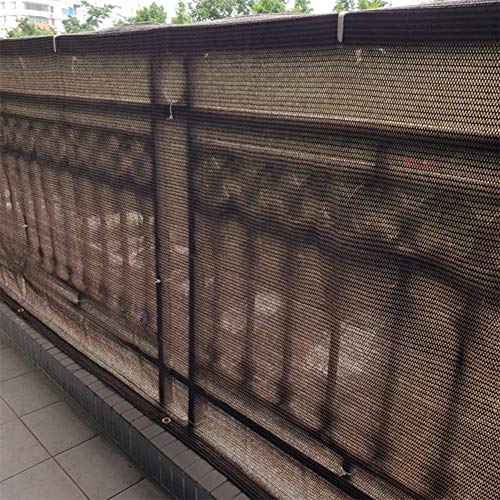 MAHFEI Privacy Screen, Shading Net 90% Shading Rate Privacy Protection Sunscreen with Metal Holes Tear Resistance Terrace Balcony Railing (Color : Brown, Size : 0.9x2.7m)