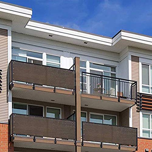 MAHFEI Privacy Screen, Shading Net 90% Shading Rate Privacy Protection Sunscreen with Metal Holes Tear Resistance Terrace Balcony Railing (Color : Brown, Size : 0.9x2.7m)