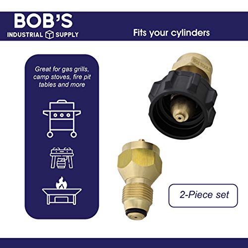 BISupply Solid Brass Propane Refill Adapter POL to QCC1 Type 1 POL Propane Adapter Fitting 2pk - Fits 1lb Propane Bottle