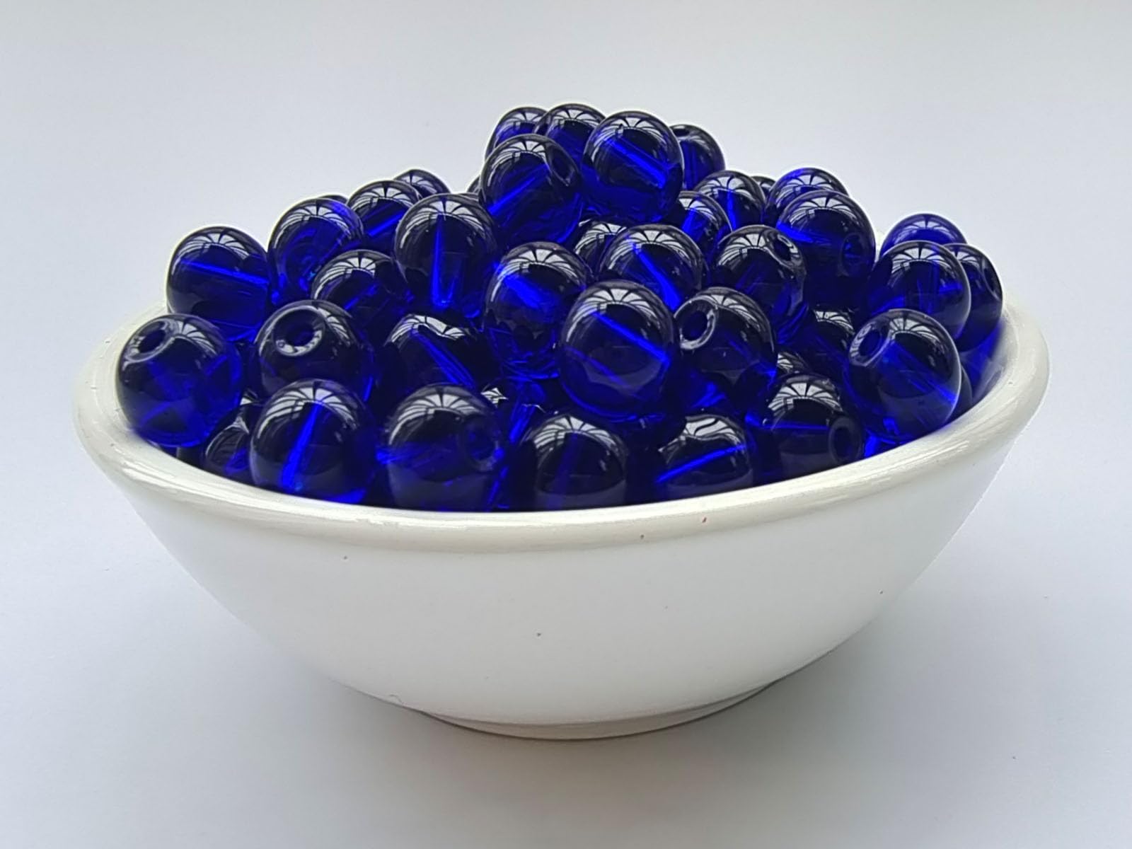 Glass Beads 8mm 100pcs Round Smooth Loose Beads for Bracelet Necklace Jewelry Making Craft DIY (8mm, 50805 Dark Blue)