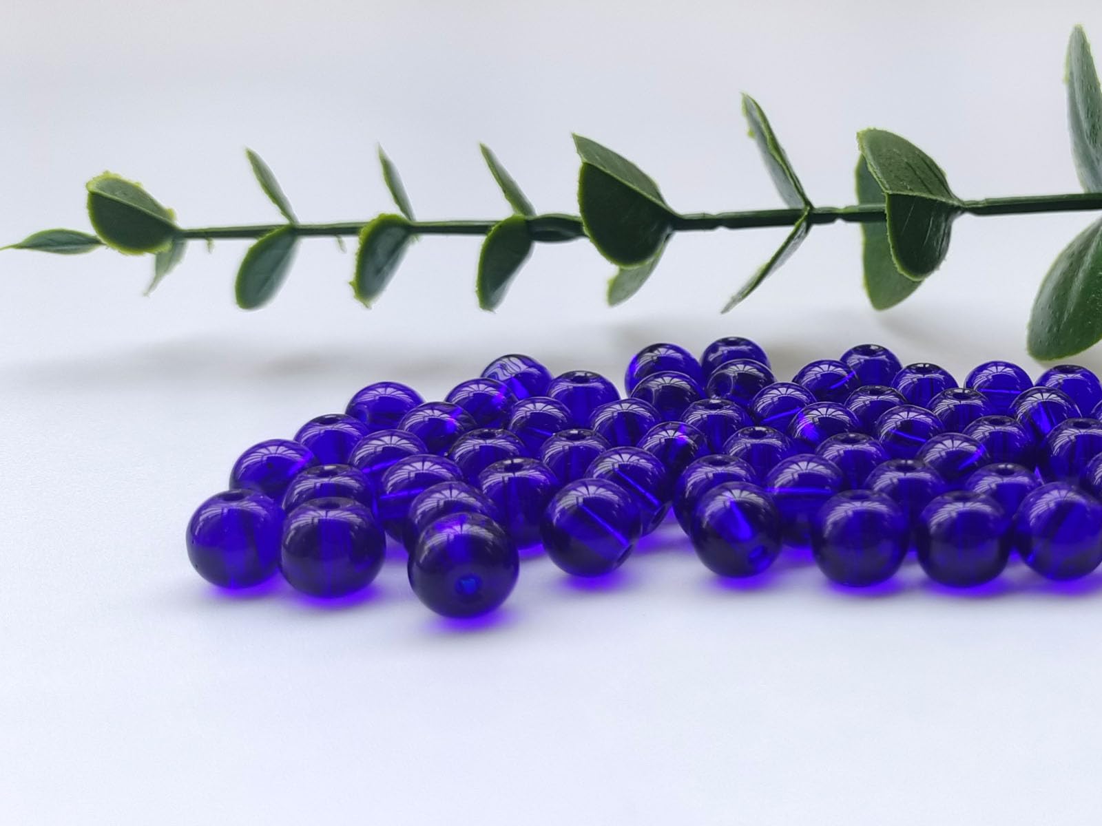 Glass Beads 8mm 100pcs Round Smooth Loose Beads for Bracelet Necklace Jewelry Making Craft DIY (8mm, 50805 Dark Blue)