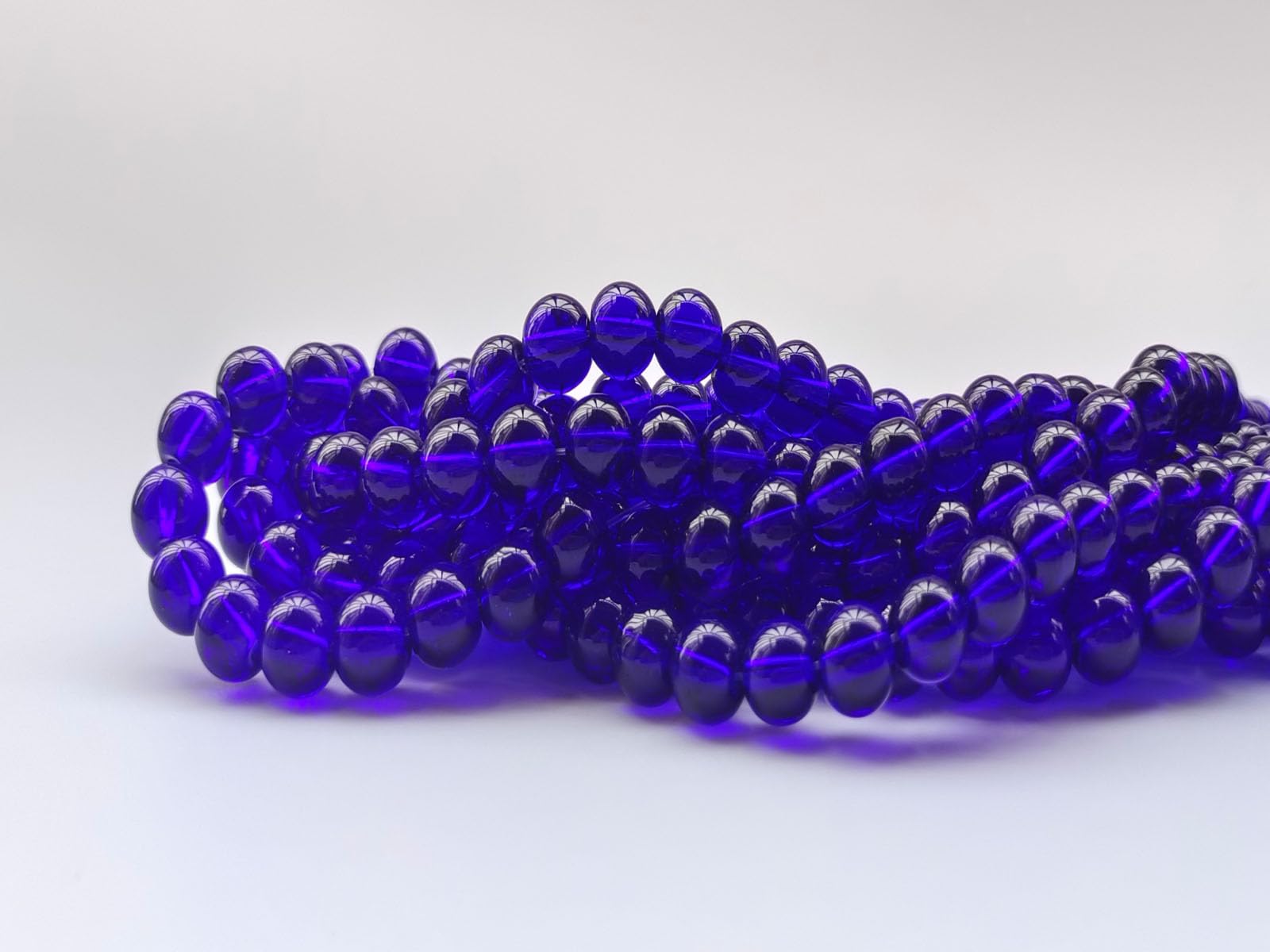 Glass Beads 8mm 100pcs Round Smooth Loose Beads for Bracelet Necklace Jewelry Making Craft DIY (8mm, 50805 Dark Blue)