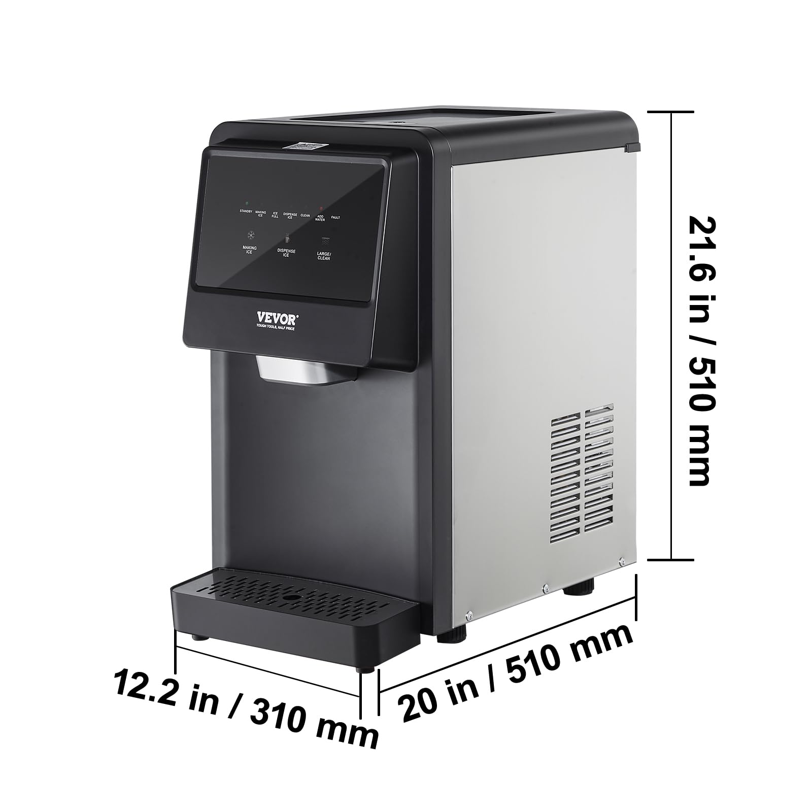 VEVOR Nugget Ice Maker, 62lbs in 24 Hours, Auto Dispense Self Cleaning Countertop Nugget Ice Dispenser for Home Kitchen Office Party, 6lbs Storage Capacity, 2 Ice Making Modes