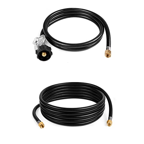 GASPRO 18FT Propane Hose Extension with 3/8" Female Flare on Both Ends and 6FT Propane Hose with Regulator for Gas Grill, Outdoor Heater, Camping Stove, Fire Pit, and More
