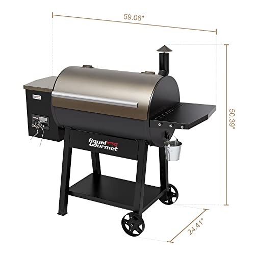 Royal Gourmet PL2032 Wood Pellet Grill on Clearance with Intelligent Digital Control System & Auto-Feed System, 786 Square Inches of Cooking Area, Bronze