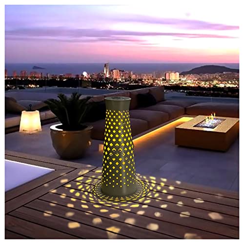 Large EZ Outdoor Iron Solar Lantern for Patio Decor Porch Decor and Garden Decor, Diamond Pattern Lamp for Table or Floor, Yard Balcony Wedding and Home Outdoor Decorations (1 Pack)