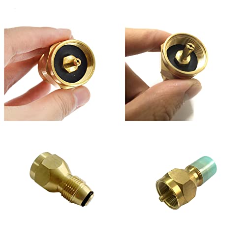 Chinshwehaw Propane Refill Adapter Lp Gas Cylinder Tank Coupler Heater Camping Hunt Fill 1lb Propane Tank from 20lb Propane Air Tank QCC1 Adapter POL Inflation Connector Tank Easy to Use, Solid Brass