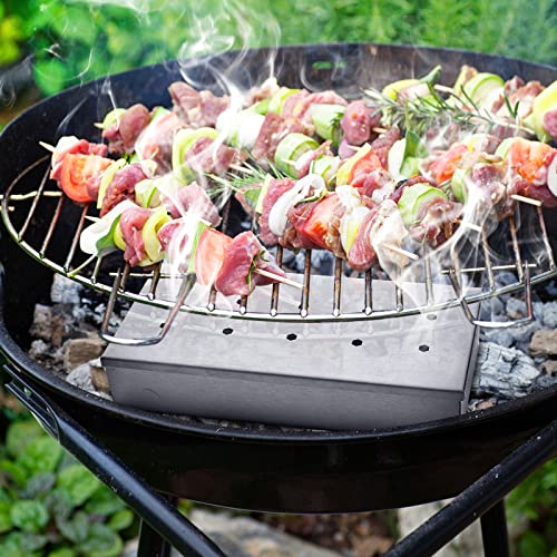 4 Pieces Smoker Box for Gas Grilling Stainless Steel Metal Grill Smoker Box BBQ Smoker Box Top Meat Smokers Box in Barbecue Grilling Accessories for Charcoal and Gas Grills, Add Smokey BBQ Flavor