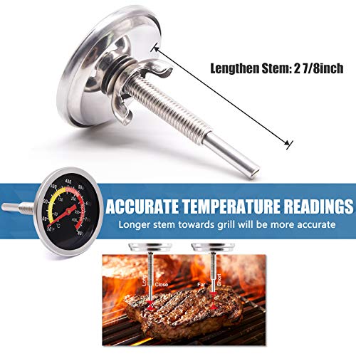 Grill Thermometer Smoker Temperature Gauge Charcoal Grill Pit Smoker Thermometer Heat Indicator for Meat Cooking Beef Pork Lamb, 2 3/8Inch Grill Temperature Gauge with Fahrenheit