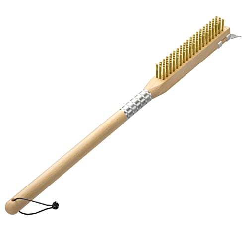Pizza Stone Brush, G.a HOMEFAVOR Pizza Oven Brush with Scraper, 25" Long Pizza Stone Cleaning Brush, Pizza Oven Tools and Accessories