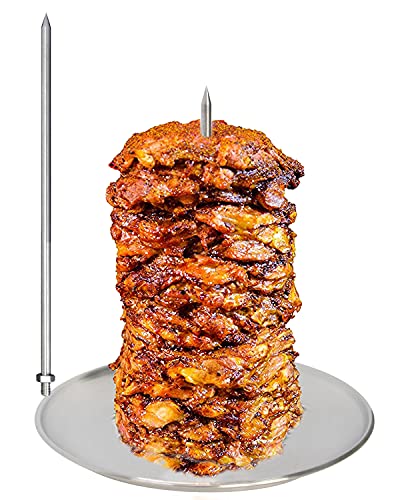 BBQ Vertical Skewer for Al Pastor Brazilian Barbecue Skewers Hack Gaucho,Great for Home Made Tacos Al Pastor, Shawarma, Brazilian Churrasco,Stainless Steel,with 8 inch & 10 inch stick