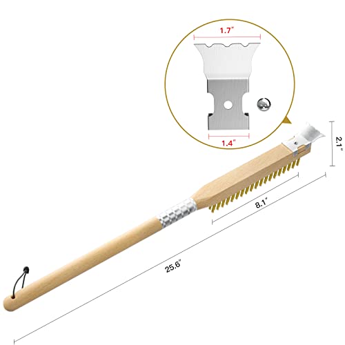 Pizza Stone Brush, G.a HOMEFAVOR Pizza Oven Brush with Scraper, 25" Long Pizza Stone Cleaning Brush, Pizza Oven Tools and Accessories