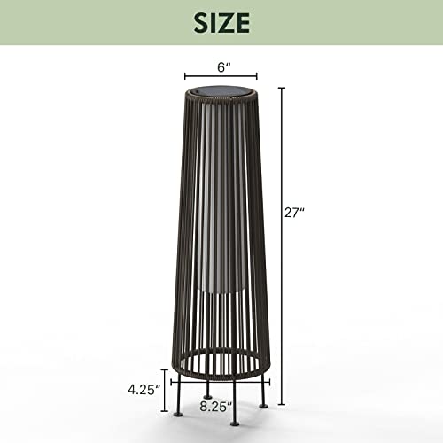 Grand patio Outdoor Floor Solar Light 2-Pack, All-Weather Wicker Solar Patio Lamp Waterproof Outside Solar Deck Lamp for Porch, Yard, Garden, Lawn Decorations - Dark Brown, Gordes 2 PCS
