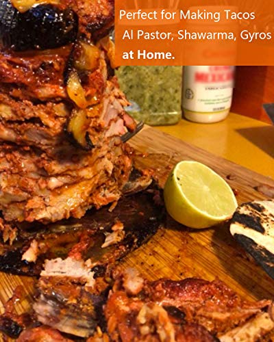 BBQ Vertical Skewer for Al Pastor Brazilian Barbecue Skewers Hack Gaucho,Great for Home Made Tacos Al Pastor, Shawarma, Brazilian Churrasco,Stainless Steel,with 8 inch & 10 inch stick