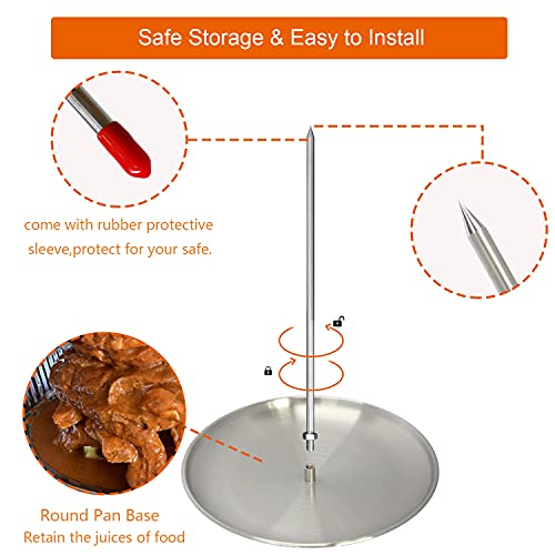 BBQ Vertical Skewer for Al Pastor Brazilian Barbecue Skewers Hack Gaucho,Great for Home Made Tacos Al Pastor, Shawarma, Brazilian Churrasco,Stainless Steel,with 8 inch & 10 inch stick