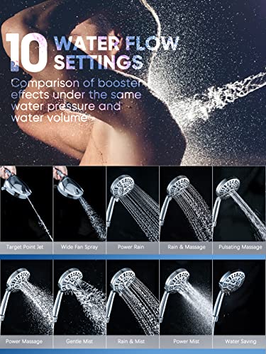 Pavezo Handheld High Pressure Shower Head with Filter 5" Large, Extra Long 70" SS Hose 10-mode Detachable Shower Head with Hard Water Filter, Powerful to Clean Tile & Pets, Oil Brushed Bronze