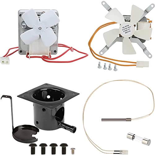Hisencn Porcelain-Enameled Fire Burn Pot and Hot Rod Ignitor,Auger Motor,Grill Induction Fan Kit,Replacement Parts with Screws and Fuse for Pit Boss and Traeger Wood Pellet Grill