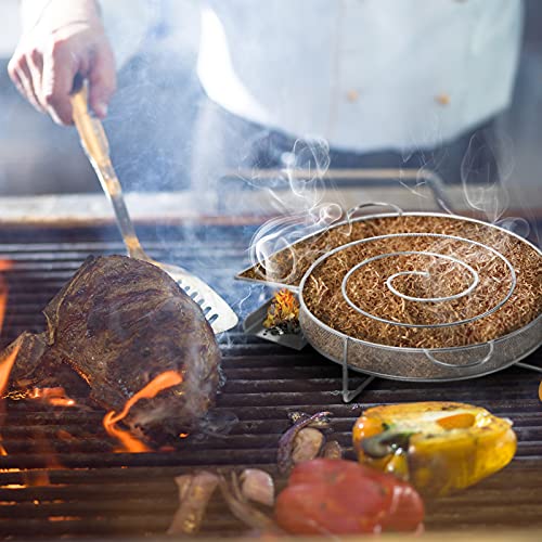 apwang Cold Smoke Generator, 8" Pellet Smoker Tray for Any BBQ Grill, for Smoking Cheese, Fish, Salmon, Pork and More, 4-7 Hours of Smoke Time