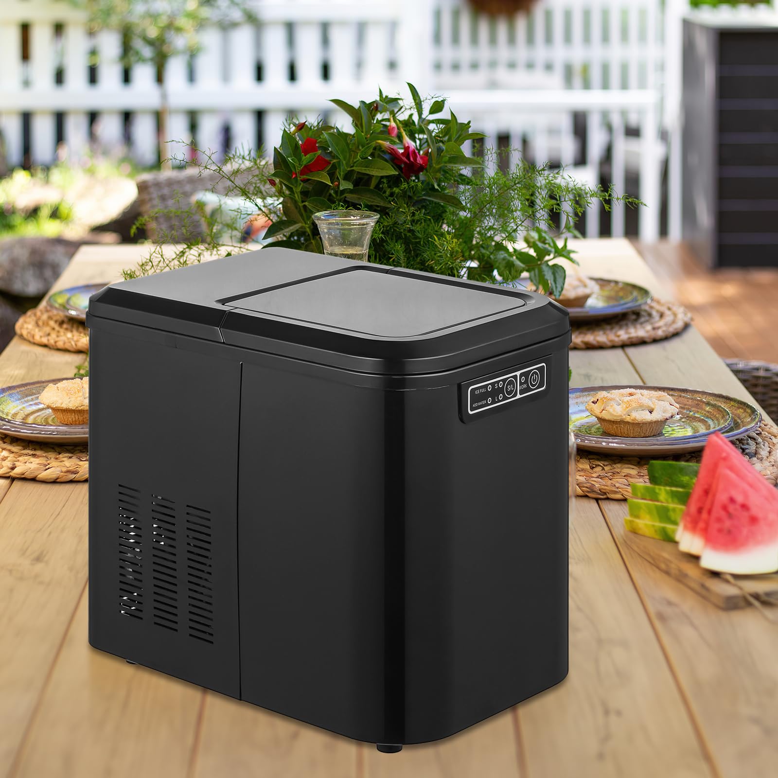 Magshion Ice Maker Countertop with Self-Cleaning, 26lbs/24H, Bullet-Shaped Ice (2 Sizes), Digital Display & Timer, 1.8lbs Ice Storage Capacity, Ice Cube Maker Machine for Home & Kitchen (Black)