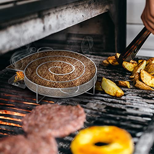 apwang Cold Smoke Generator, 8" Pellet Smoker Tray for Any BBQ Grill, for Smoking Cheese, Fish, Salmon, Pork and More, 4-7 Hours of Smoke Time