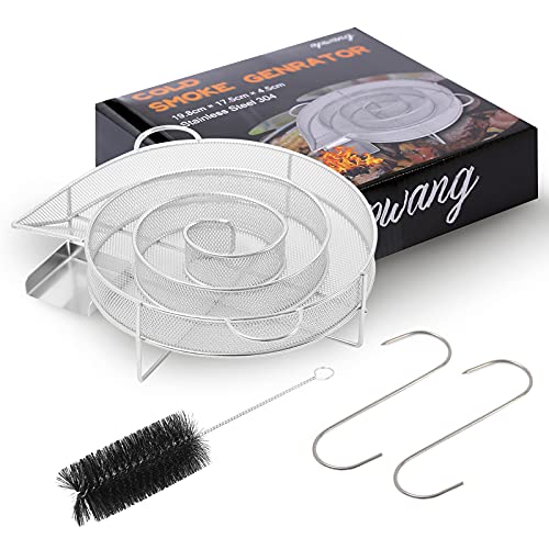 apwang Cold Smoke Generator, 8" Pellet Smoker Tray for Any BBQ Grill, for Smoking Cheese, Fish, Salmon, Pork and More, 4-7 Hours of Smoke Time