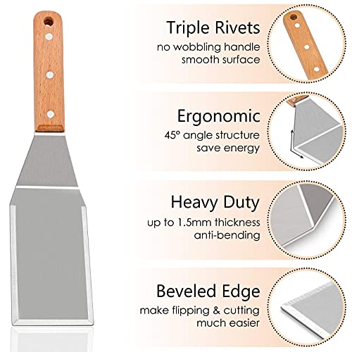 Griddle Accessories Set of 20, HaSteeL Complete Stainless Steel Griddle Spatula Tools with 9β Melting Dome, Heavy Duty Metal Spatulas Choppers Cast Iron Grill Press for Flat Top Teppanyaki BBQ Outdoor