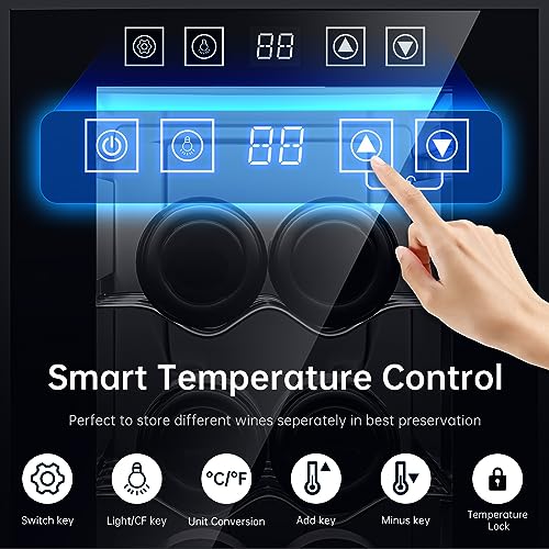 KingChii 12 Bottle Thermoelectric Wine Cooler Refrigerator Advanced Cooling Technology, Stainless Steel & Tempered Glass For Red Wine, Champagne for Home, Kitchen