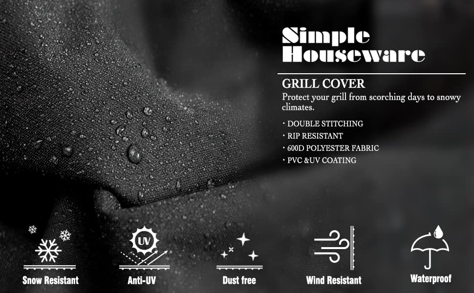 EPESTOEC Gear Grill Cover BBQ Cover Grill Covers Heavy Duty Gas Barbeque Grill Cover BBQ Grill Covers, 58 Inch, Dark Black Color