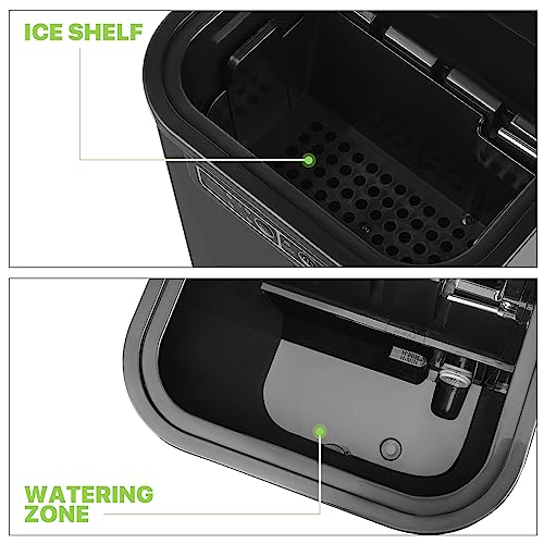 Magshion Ice Maker Countertop with Self-Cleaning, 26lbs/24H, Bullet-Shaped Ice (2 Sizes), Digital Display & Timer, 1.8lbs Ice Storage Capacity, Ice Cube Maker Machine for Home & Kitchen (Black)