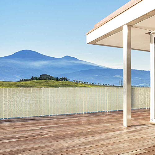 Bakaji 2832424 Wind Deflectors for Balcony Roof Rails in Hdpe Heavy Duty, UV Protection 90%, Eyelet Attachment, 12 m Rope Included, Off-White, 500 x 90 cm, Ecru