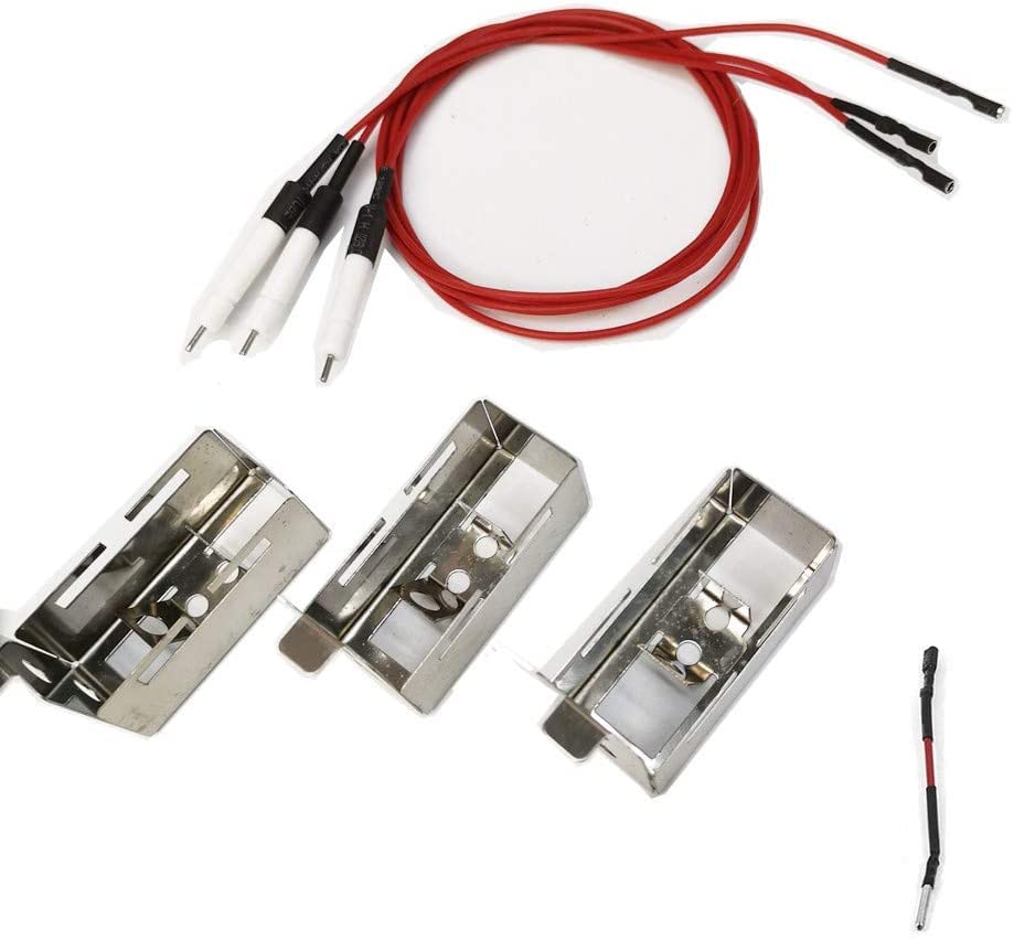 MOASKER Grill Igniter Replacement Kit with Collector Box for DCS Gas Grills Models, Stainless Electrode and Wire for DCS 27DBQ, 27DBQR, 27DBR, 27DSBQ, 27DSBQR (3-Pack)