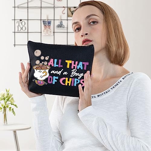 BWWKTOP Mrs. Potts And Chip Makeup Bag Beauty Beast Inspired Gifts All That And A Bag Of Chips Makeup Zipper Pouch Bag Chip Merchandise (Bag Of Chips BL)
