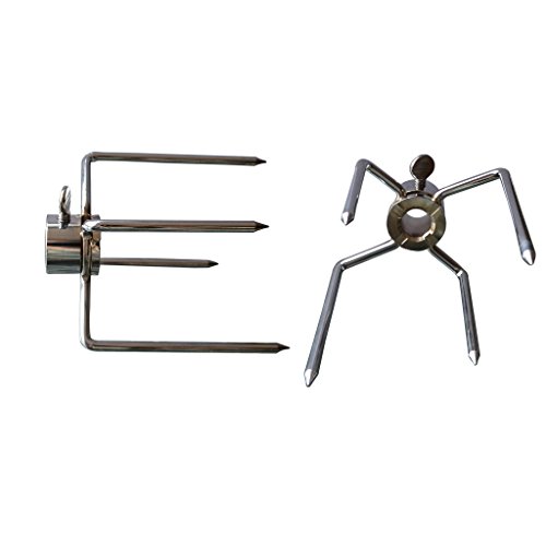 onlyfire 6003 Grill Rotisserie Spit Meat Forks(1-Pair) Replacement-Fits 1/2-Inch Hexagon & 3/8-Inch and 5/16-Inch Square Spit Rods