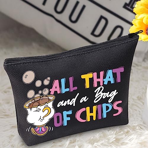 BWWKTOP Mrs. Potts And Chip Makeup Bag Beauty Beast Inspired Gifts All That And A Bag Of Chips Makeup Zipper Pouch Bag Chip Merchandise (Bag Of Chips BL)