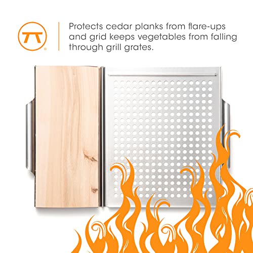 Outset 76502 Cedar Plank Holder and Grill Grid, Silver