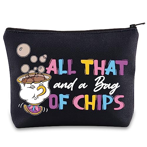 BWWKTOP Mrs. Potts And Chip Makeup Bag Beauty Beast Inspired Gifts All That And A Bag Of Chips Makeup Zipper Pouch Bag Chip Merchandise (Bag Of Chips BL)