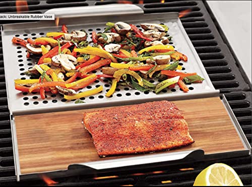 Outset 76502 Cedar Plank Holder and Grill Grid, Silver