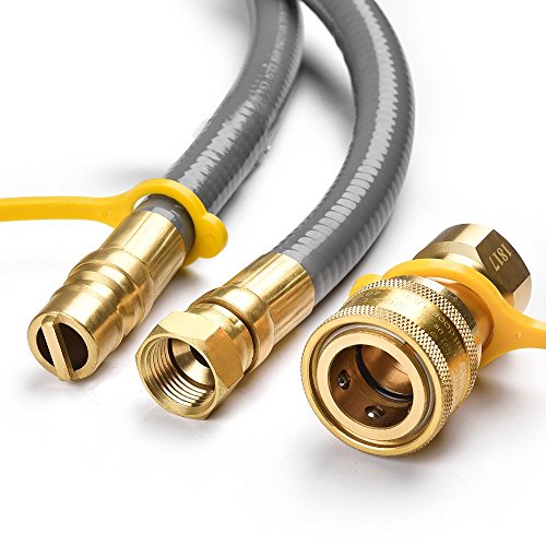 12 Feet 1/2" QDD+NG 144" Hose Natural Gas and Propane Conversion Kit [2585] 1/2" Quick Disconnect Low Pressure Hose Assembly for Outdoor Use Grill Griddle Smoker Fire Pit Pizza Oven Generator Heater