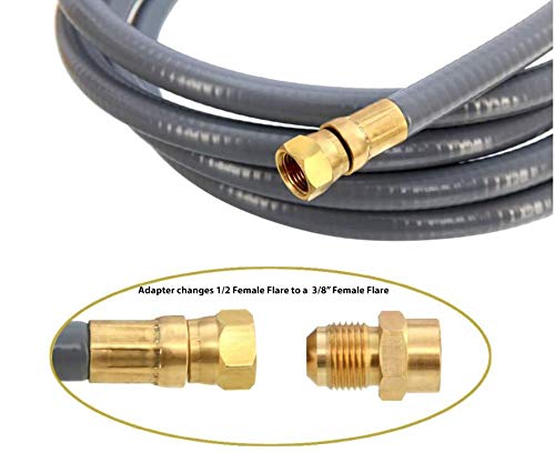 12 Feet 1/2" QDD+NG 144" Hose Natural Gas and Propane Conversion Kit [2585] 1/2" Quick Disconnect Low Pressure Hose Assembly for Outdoor Use Grill Griddle Smoker Fire Pit Pizza Oven Generator Heater