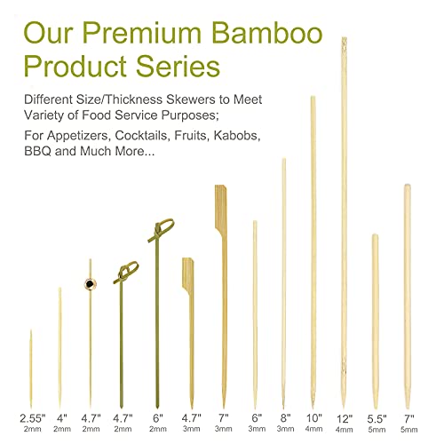 Minisland 200 Pcs Premium Bamboo Cocktail Toothpicks 4.7 and 6 Inch Long Knotted Skewers for Fruit Kabobs, Appetizers, Sandwiches, Drinks -MSL137