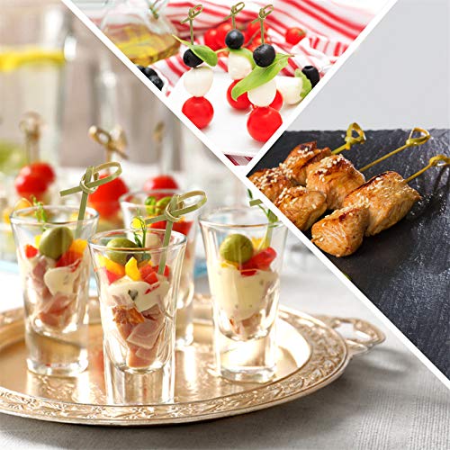 Minisland 200 Pcs Premium Bamboo Cocktail Toothpicks 4.7 and 6 Inch Long Knotted Skewers for Fruit Kabobs, Appetizers, Sandwiches, Drinks -MSL137