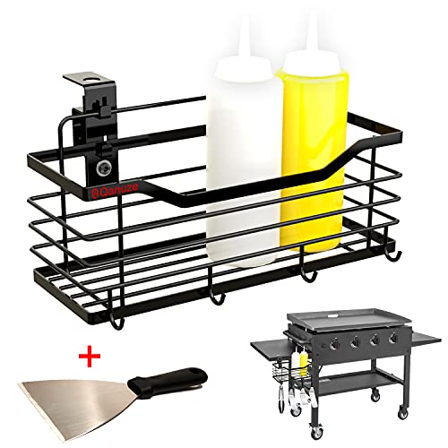 Qanuze Removable Griddle & BBQ Caddy Organizer â For All Blackstone 17â/22â/28â & 36â Griddles â Space Saving Storage for Grilling Tools & Accessories - Comes with Food Scraper