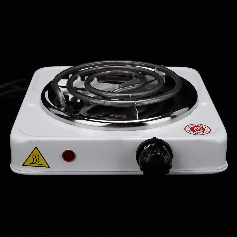 ANGGREK Electric Coil, 1000W Electric Hot Household Mini Portable Electric Stove Heater Heating Plate for Coffee Tea White (US Plug 110V)