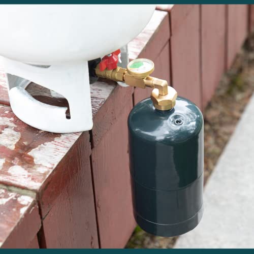 GASPRO Upgraded Propane Refill Adapter with Valve and Gauge, Fill 1 lb Bottles from 20 lb Tank, 90-Degree Elbow Design, Easy to Use, Solid Brass