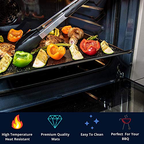Keep'er'Lit BBQ Grill Mats for Outdoor Grilling, Set of 6 Non-Stick, Heavy Duty and Reusable BBQ Grill Mats with Silicon Brush