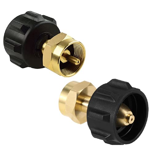 Seihao 2 Pcs Propane Refill Adapter LP Gas Cylinder Tank Coupler Universal for QCC1 / Type1 Propane Tank and 1 lb Throwaway Disposable Cylinder Solid Brass Propane Bottle Connector