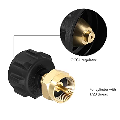 Seihao 2 Pcs Propane Refill Adapter LP Gas Cylinder Tank Coupler Universal for QCC1 / Type1 Propane Tank and 1 lb Throwaway Disposable Cylinder Solid Brass Propane Bottle Connector