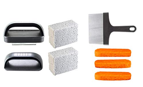 Blackstone 5060 Grill & Griddle Kit 8 Pieces Premium Flat Top Grill Accessories Cleaner Tool Set, Black & 5017 Griddle Rear Grease Cup Liner (Pack of 10) Disposable Foil Bacon Drip Catcher Tray